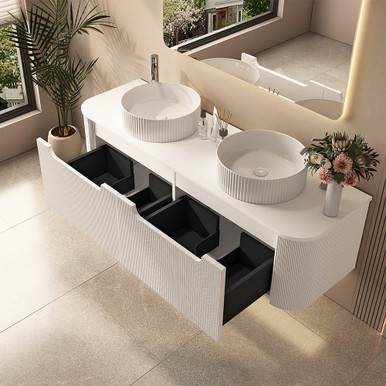 Buy Roma Double Bowl - Fluted Vanity (Package) Wall Hung 1500mm ...