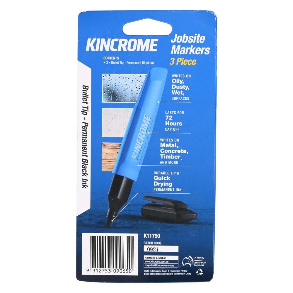 3PK BLACK BULLET PERMANENT MARKER - Nubco