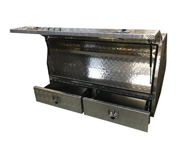 1430X550X820MM ALUM PRO SERIES UPRIGHT UTE BOX W/ 2 DRAWERS - Nubco