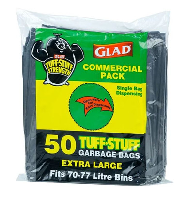 50PK 78L XL BLACK 30UM TUFF-STUFF GARBAGE BAG - Nubco