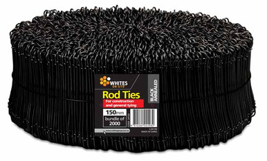 150MM BLACK ANNEALED ROD TIES 2000PK - Nubco