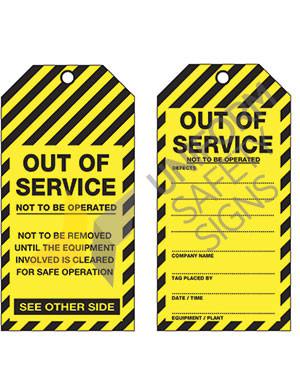 75X160MM 25PK TEAR PROOF TAG OUT OF SERVICE - Nubco