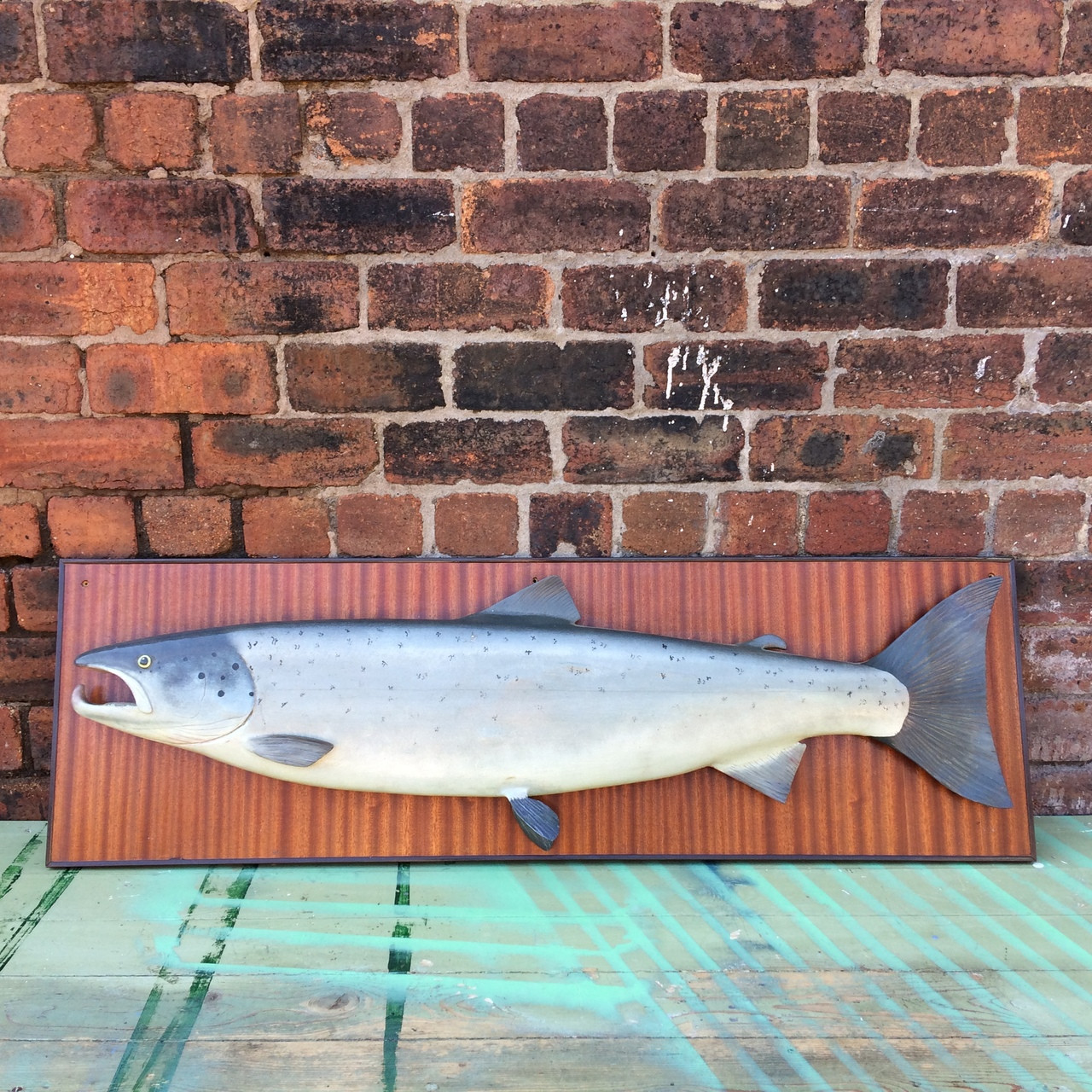 ** SOLD OUT ** Medium painted carved wood Salmon display mounted on ...