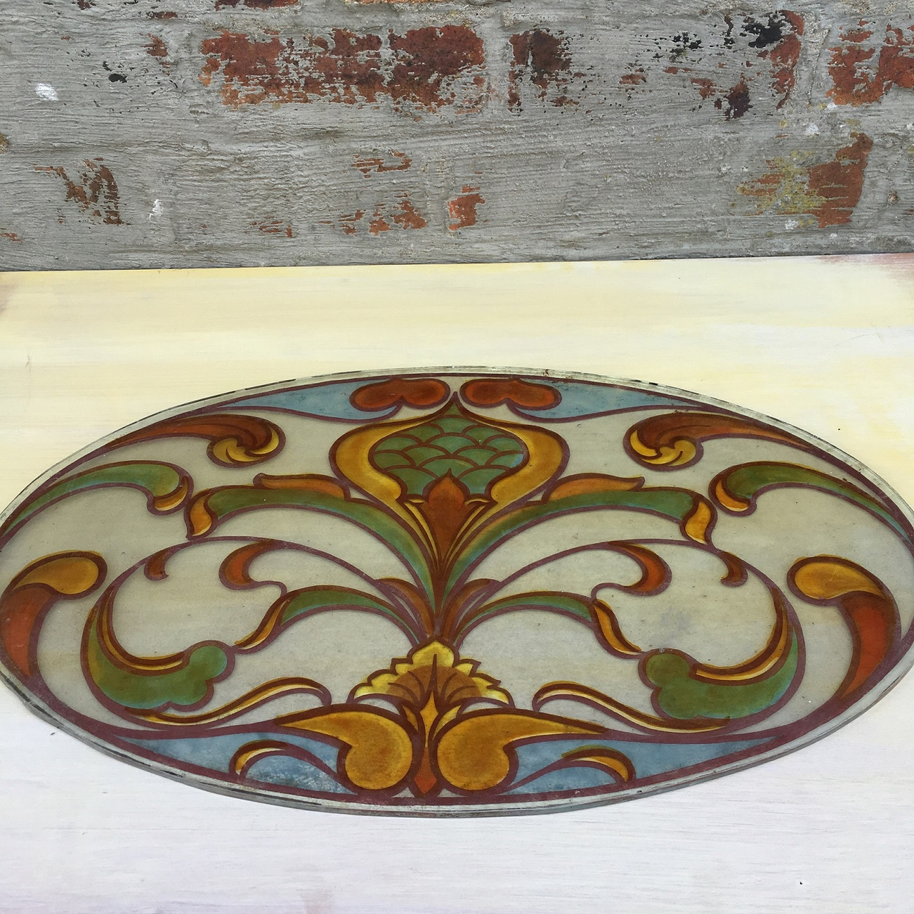 ** SOLD OUT ** Beautiful oval coloured glass panel - Glasgow Salvage