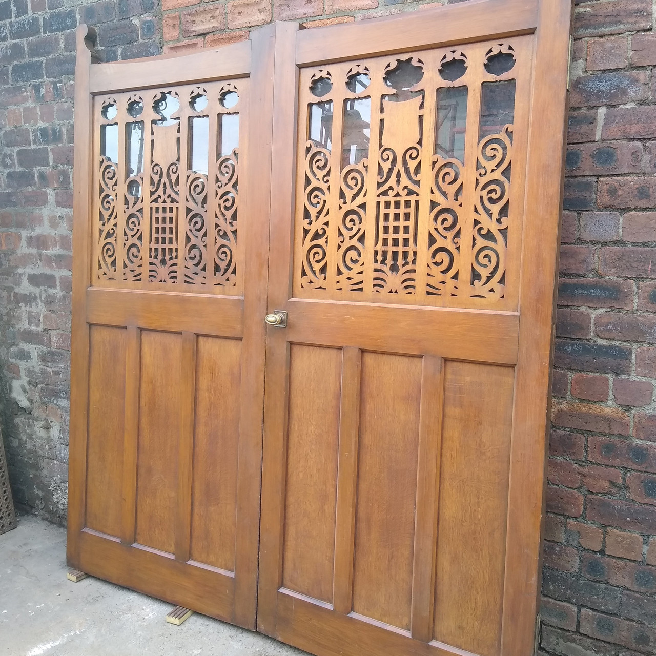 Highly decorative Oak original Victorian/Edwardian double doors with ...