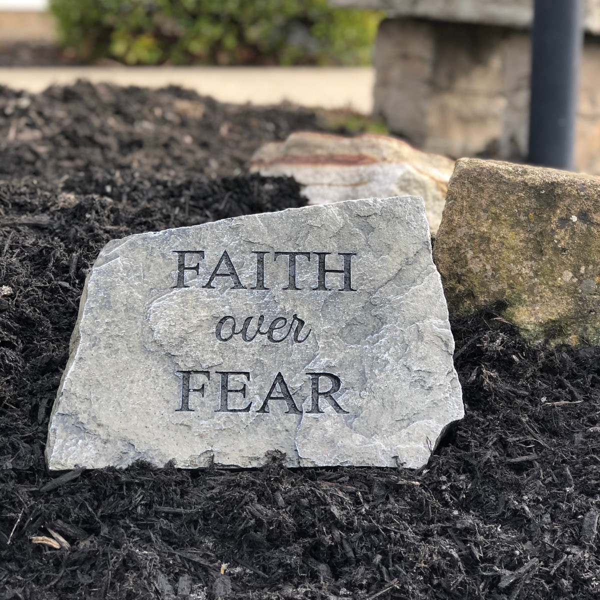 Garden Stone "Faith over Fear" - Athena Garden