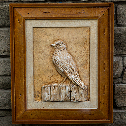 Stone Picture "Blue Bird on Perch" - Athena Garden