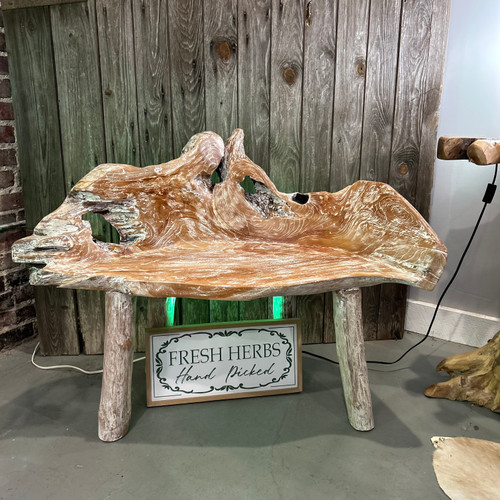 Custom Teak Root Bench - Athena Garden