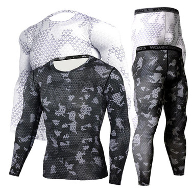 Men's High Elasticity Compression Tracksuit Running Jogging Tight ...