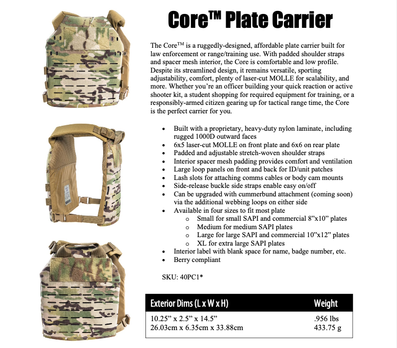 HSGI CORE Plate Carrier