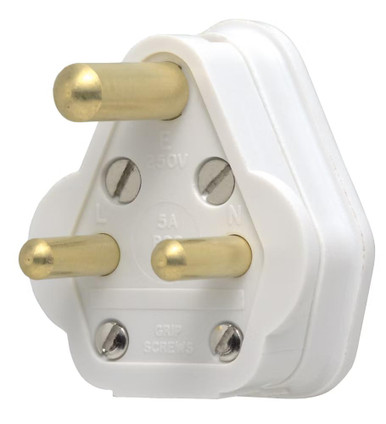 MK (ELECTRIC) 5 Amp Round Pin Plug, White, 505WHI - Toolsure®