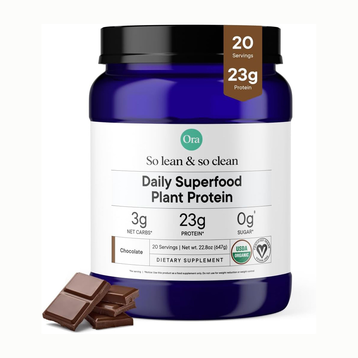 Organic Protein Powder (So Lean & So Clean) - Chocolate 647g - NATURELOVA