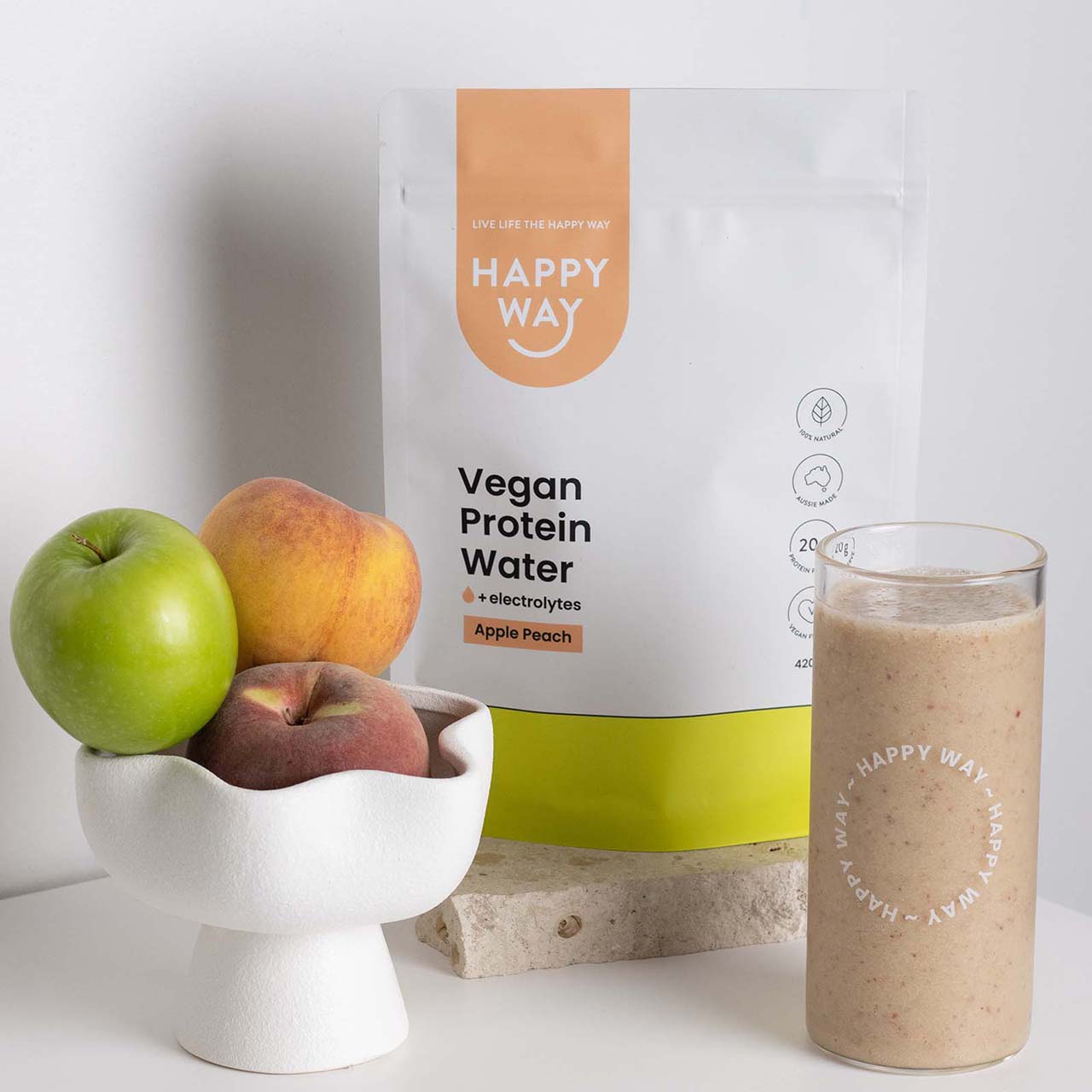 Vegan Protein Water Powder - Apple Peach 420g - NATURELOVA