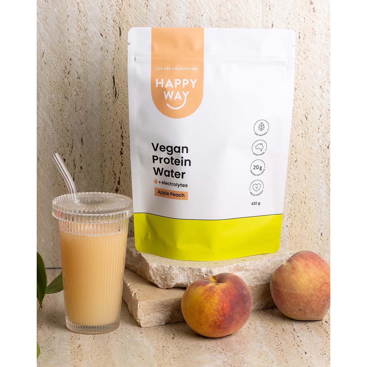 Vegan Protein Water Powder - Apple Peach 420g - NATURELOVA