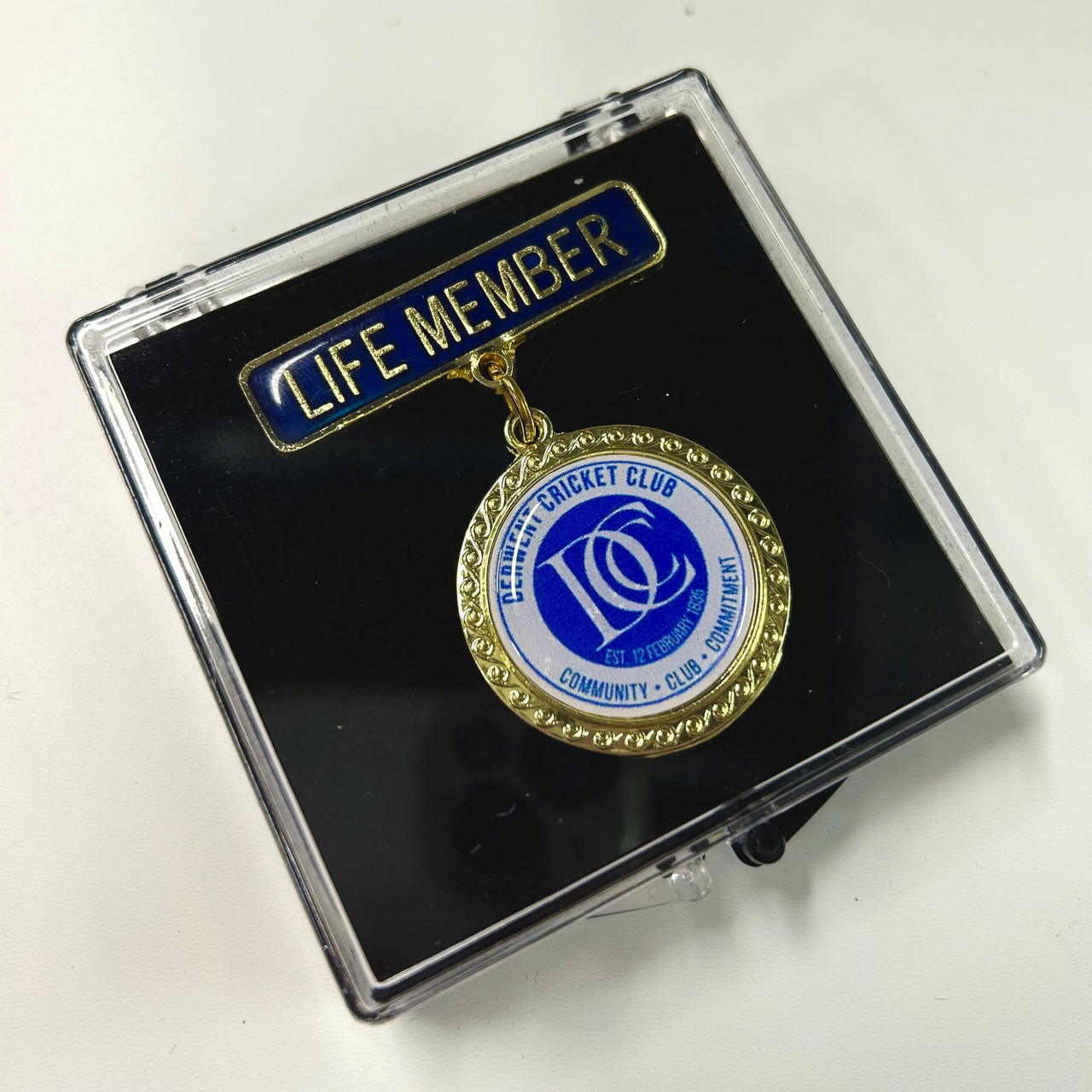 Blue Life Member Badge in display box - Trophy Innovations