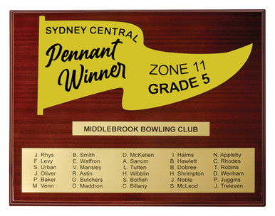 Pennant Winner Yellow Plaque 380mm - Trophy Innovations