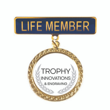 Blue Life Member Lapel Badge with logo - Trophy Innovations