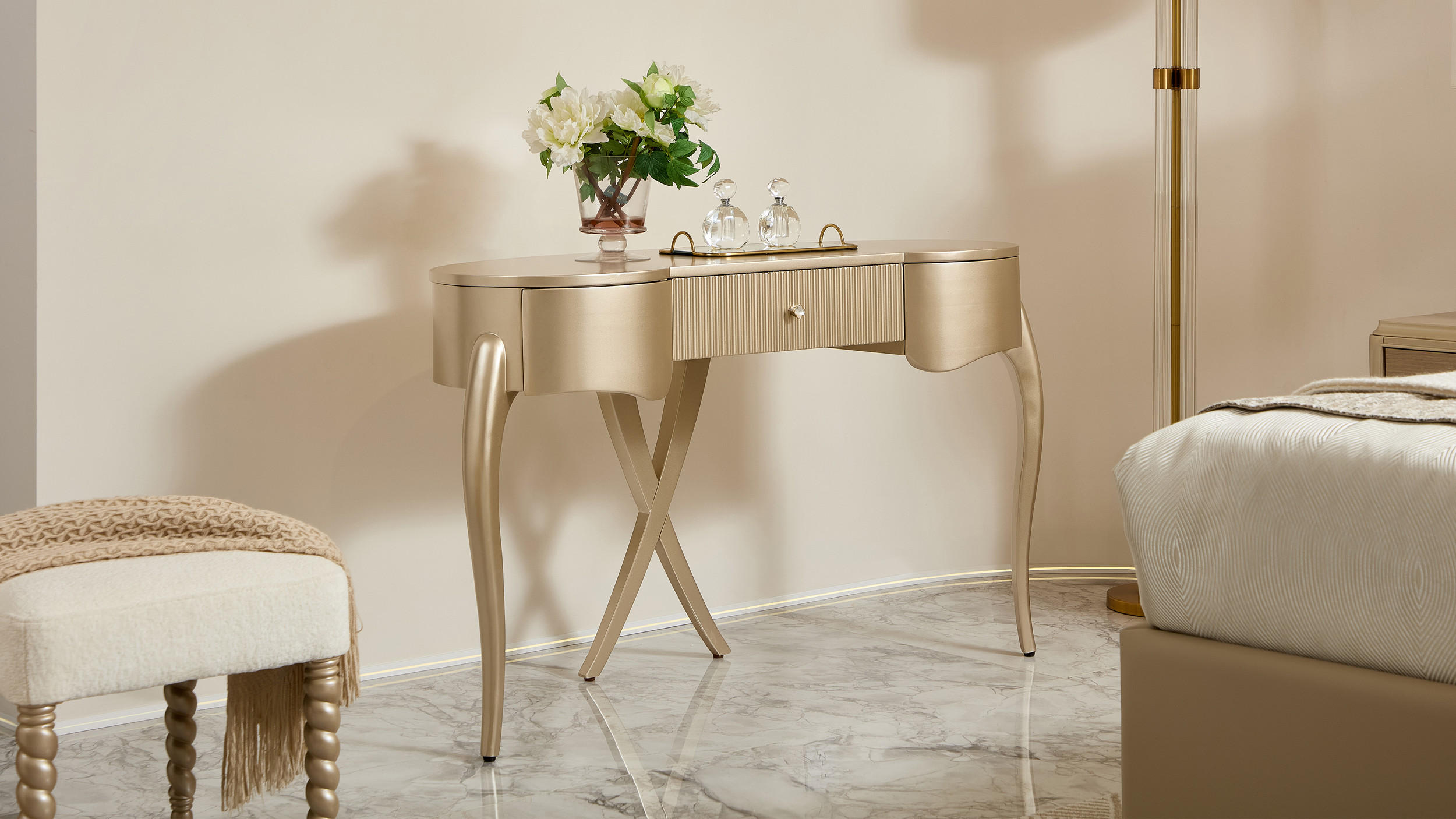 Aurora Oval Shaped Vanity Desk - Jennifer Taylor Home