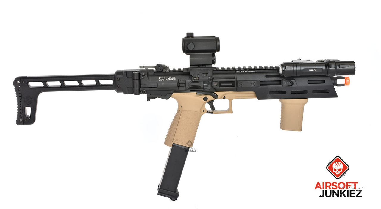 G&G SMC 9 Gas SMG Airsoft Carbine - Tan - AirsoftJunkiez.com
