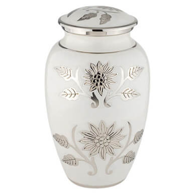 Grace White | Brass Cremation Urn for Human Ashes in White