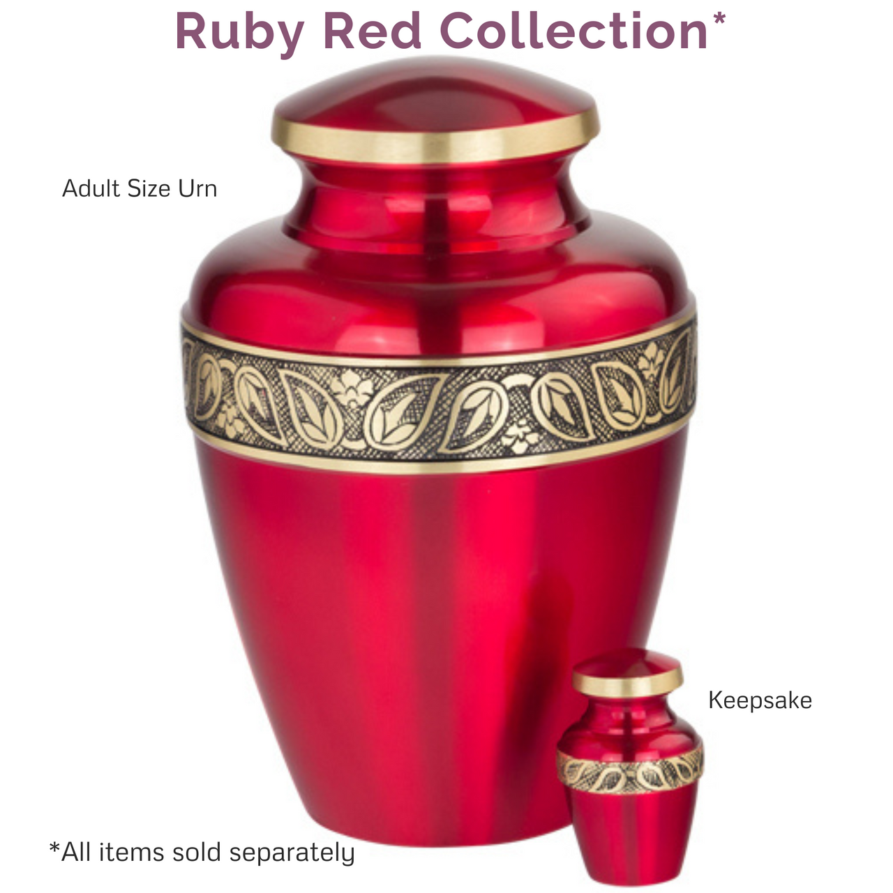 Ruby Red | Brass Cremation Urn for Human Ashes in Red