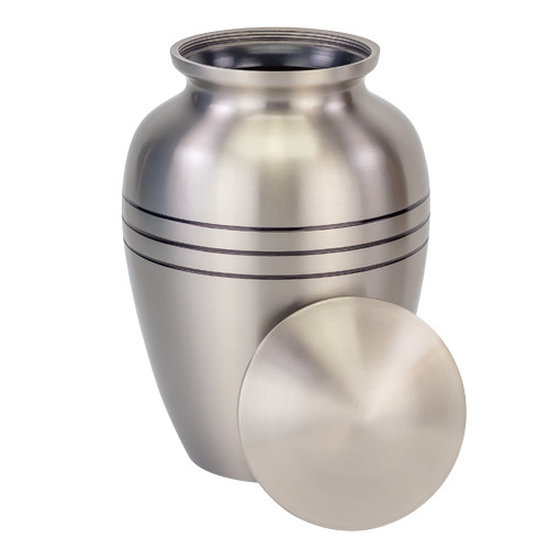 Classic Three Bands | Medium Pewter Urn for Human Ashes