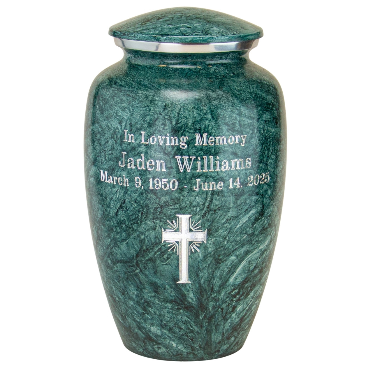 Aqua Harbor Cremation Urn for Ashes in Aluminum