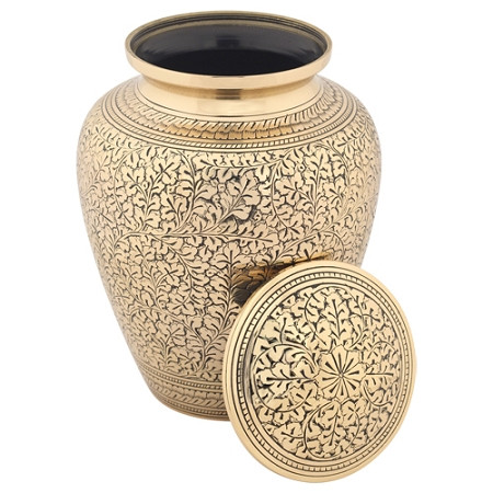 Leaves of Gold | Brass Cremation Urn for Ashes in Gold