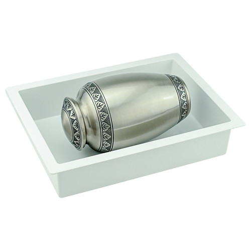 Crowne Urn Vault Single White | Urn Vaults & Burial Vaults