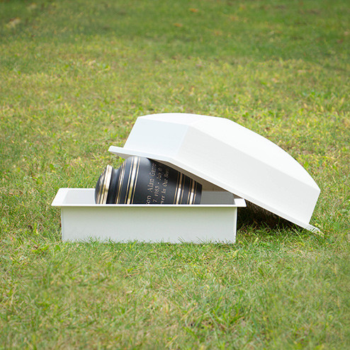 Crowne Urn Vault Single White | Urn Vaults & Burial Vaults