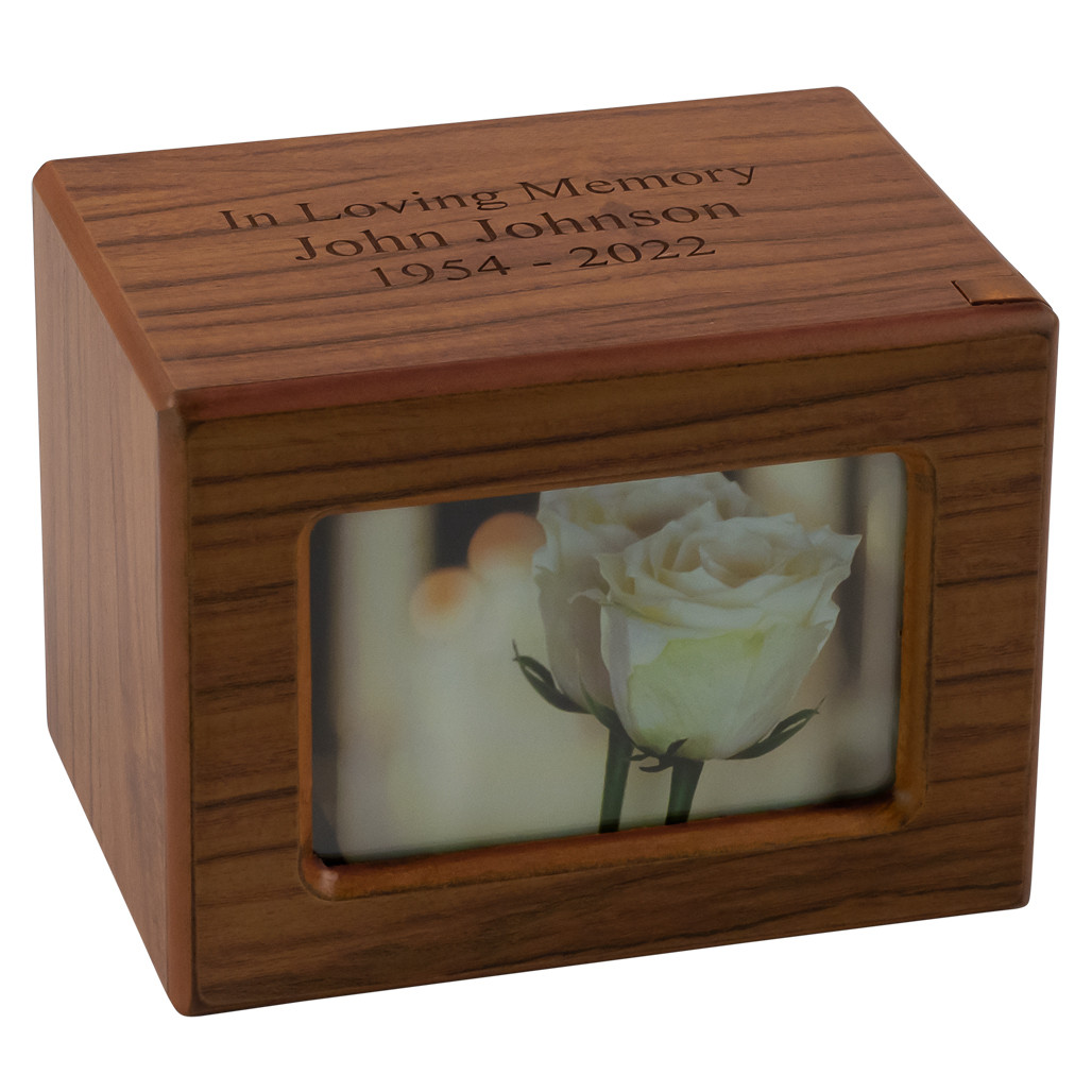 Stowe Honey Finish Photo | Wood Photo Box Cremation Urn in Extra Small