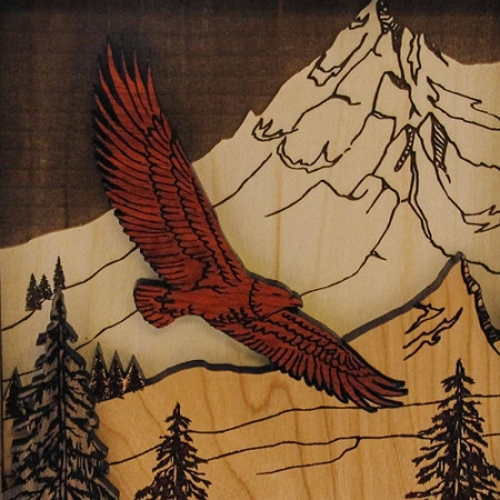 Soaring Eagle Inlay Wood Cremation Urn for Ashes