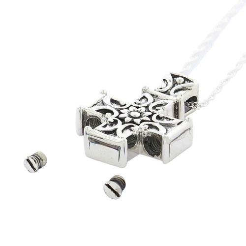 Greek Cross Companion Pendant for Ashes | Cremation Jewelry
