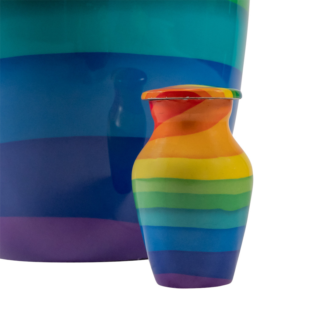 Rainbow Wave Keepsake Urn | LGBTQ Pride Mini Urn for Ashes