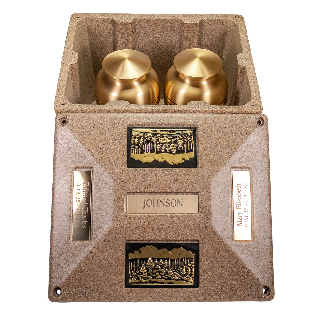 Tyton Sandstone Double Urn Vault - Mountain Forest | Extra Large Urn Vaults