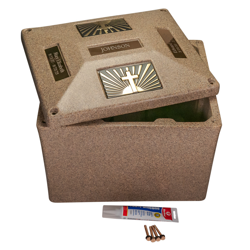 Tyton Sandstone Double Urn Vault - Cross & Ray | Extra Large Urn Vaults