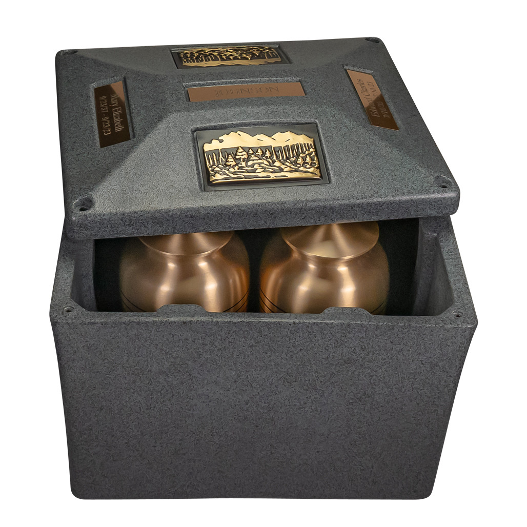 Tyton Graystone Double Urn Vault - Mountain Forest | Extra Large Urn Vaults