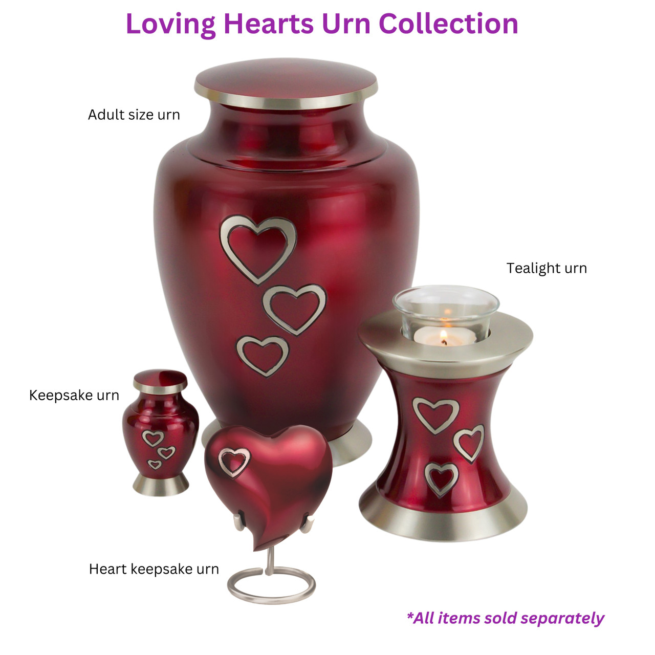 Loving Hearts Heart Keepsake Urn | Mini Urn for Ashes