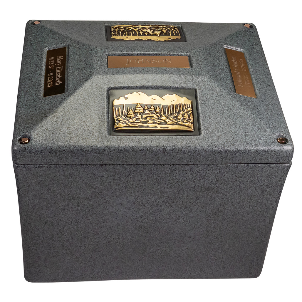 Tyton Graystone Double Urn Vault - Mountain Forest | Extra Large Urn Vaults