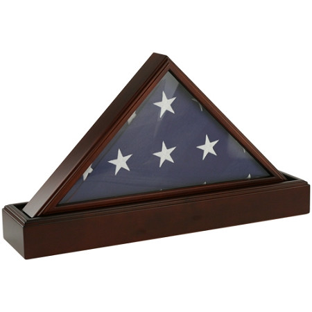 Flag Case with Medal Display Case and Pedestal Memorial Urn for Ashes ...
