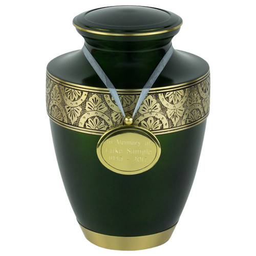 Regent Green | Brass Cremation Urn for Ashes in Green