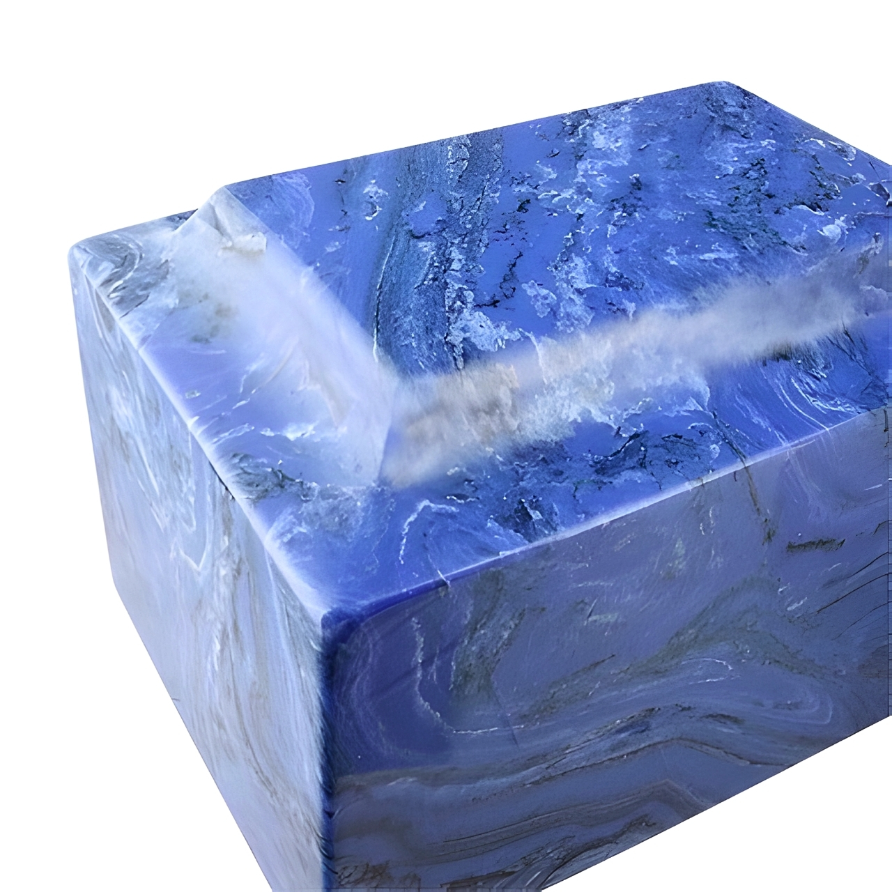 Mystic Blue Cultured Marble Cremation Urn for Ashes by MacKenzie Vault