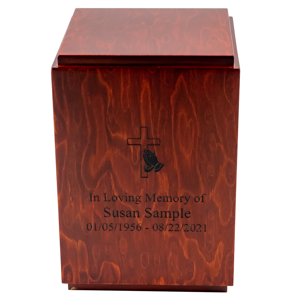 Valley View Medium Wood Cremation Urn - Burlwood/Cherry