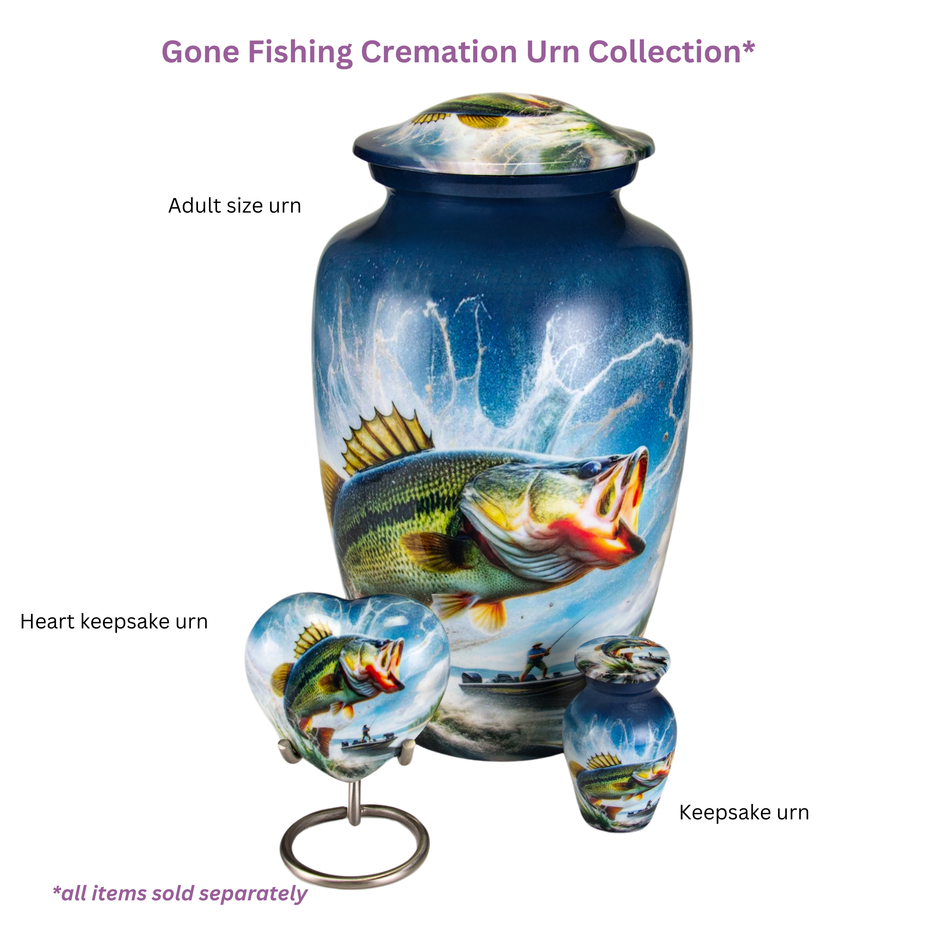 Gone Fishing Keepsake Urn | Mini Urn for Ashes