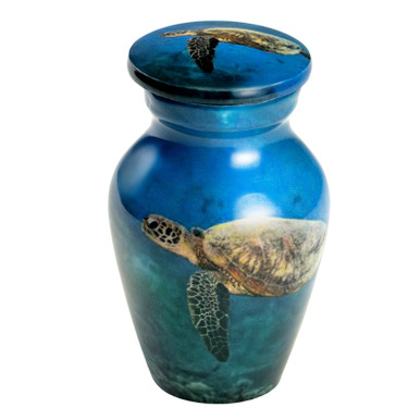 Sea Turtle in the Ocean Keepsake Urn | Mini Urn for Ashes