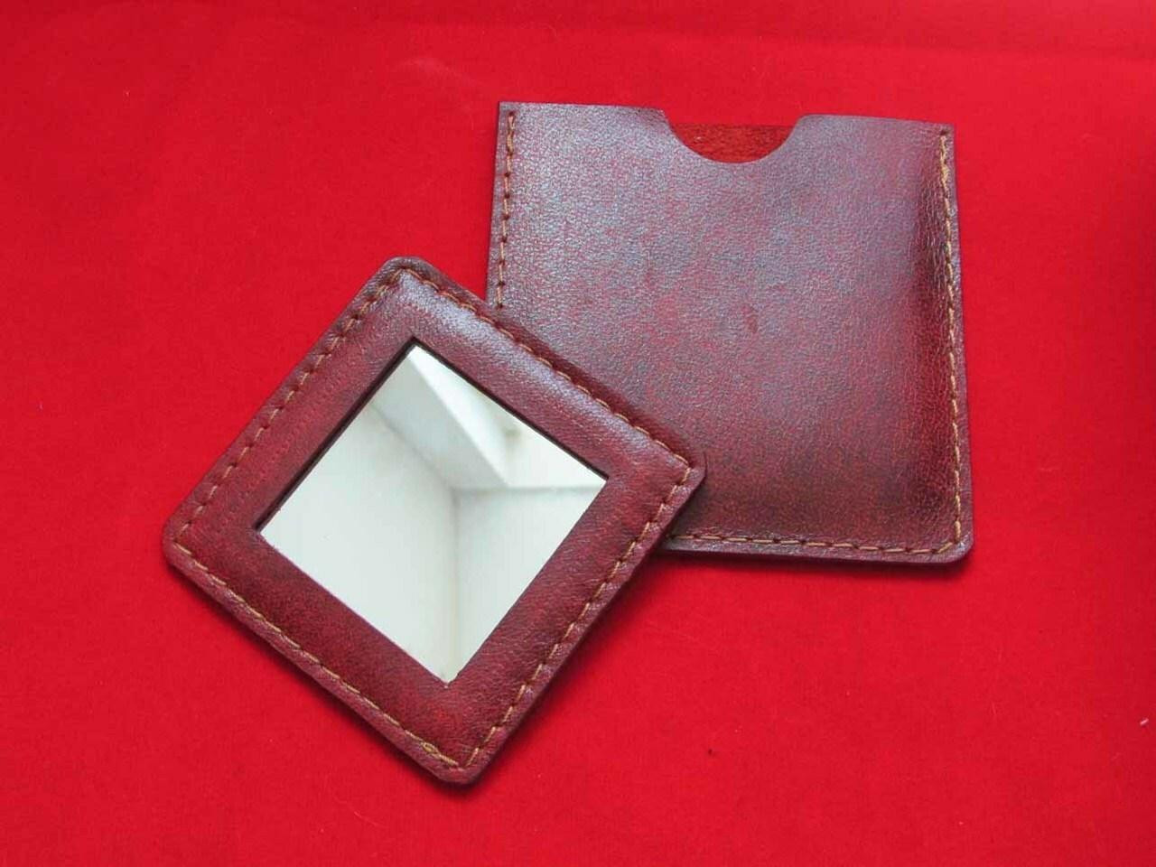 Handmade Pure Leather Pocket Mirror | Unique Gift Idea