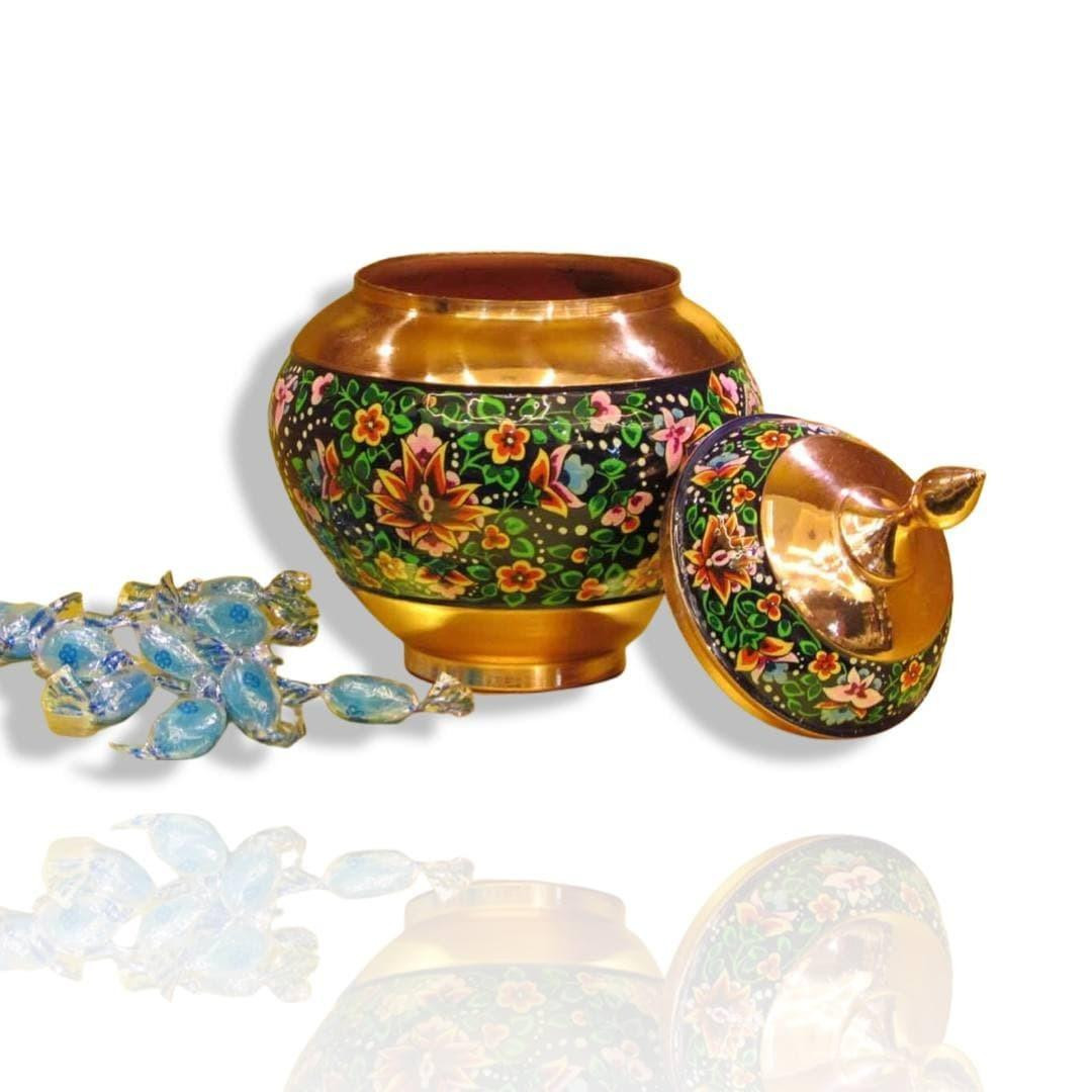 Hand Painted Copper Apple Candy Bowl for Home Decor