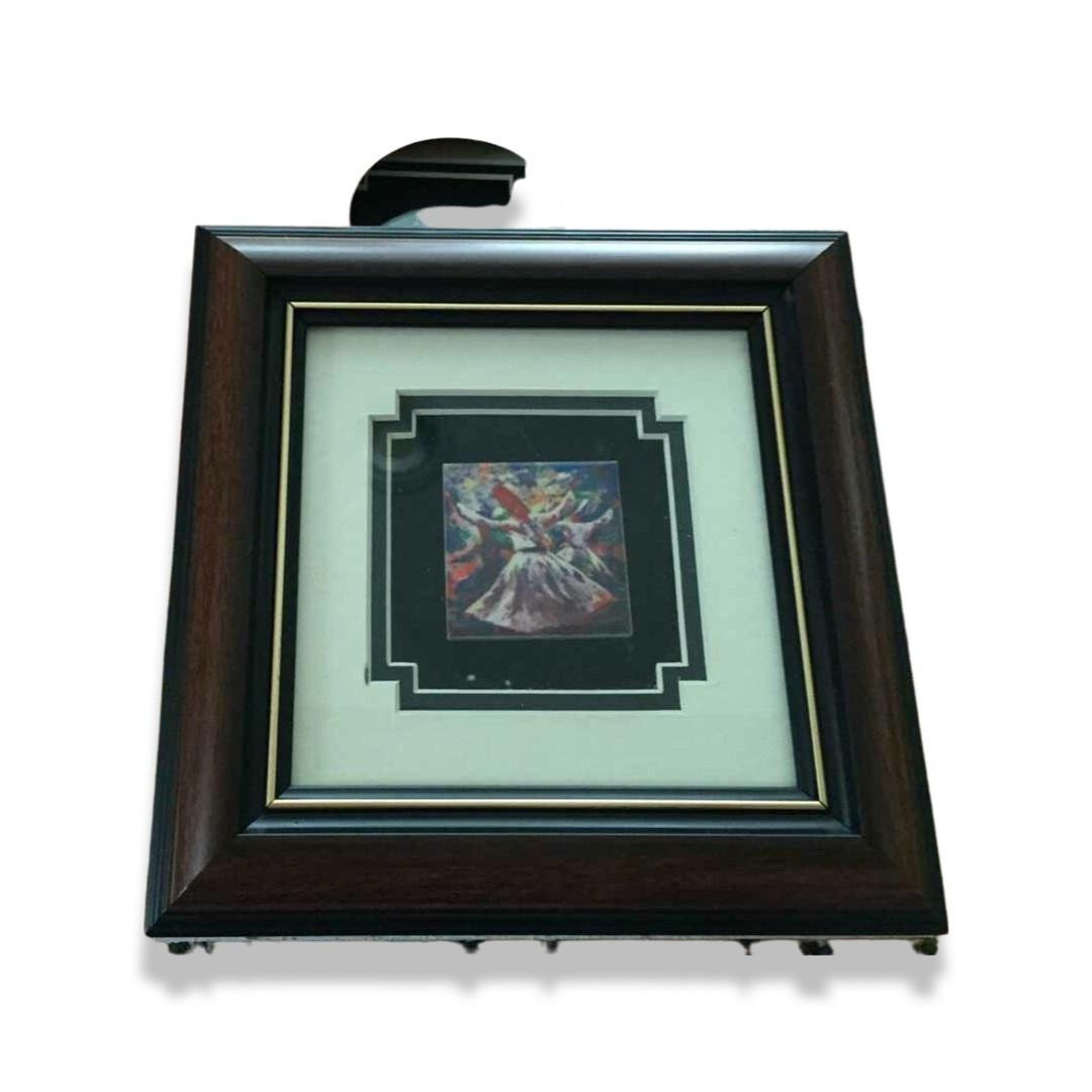 Rumi Dance Ceramic Tile - Wall Hanging Frame - 18x18cm