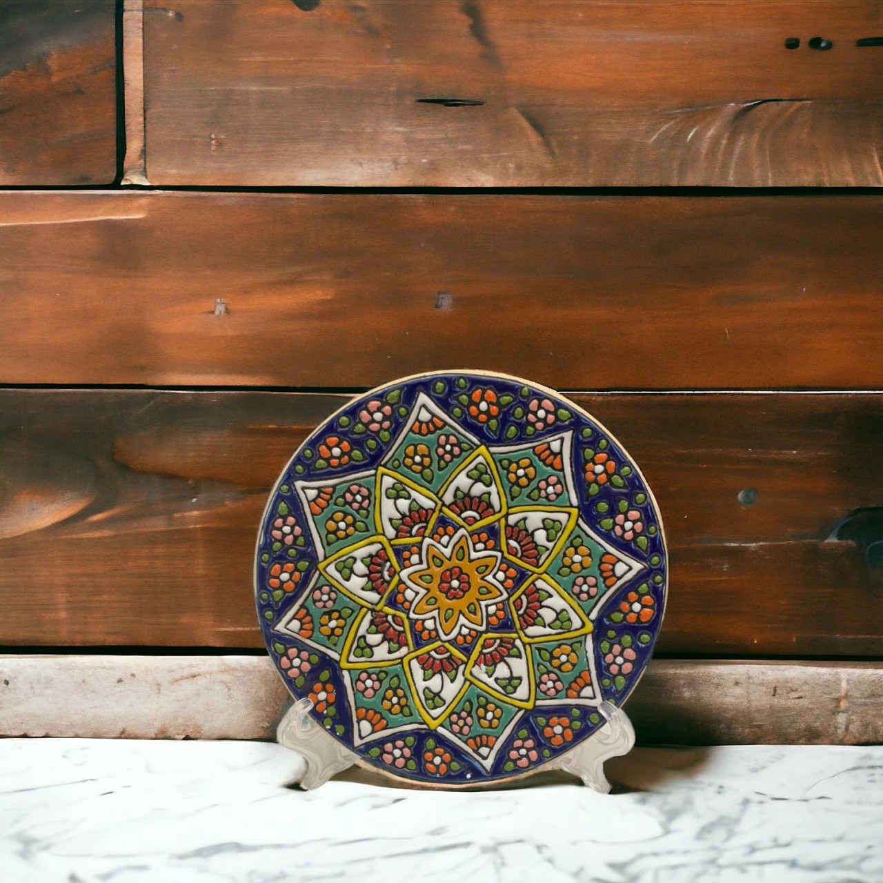 Hand Painted Pottery Plate - Artistic Wall Decor - 15 cm