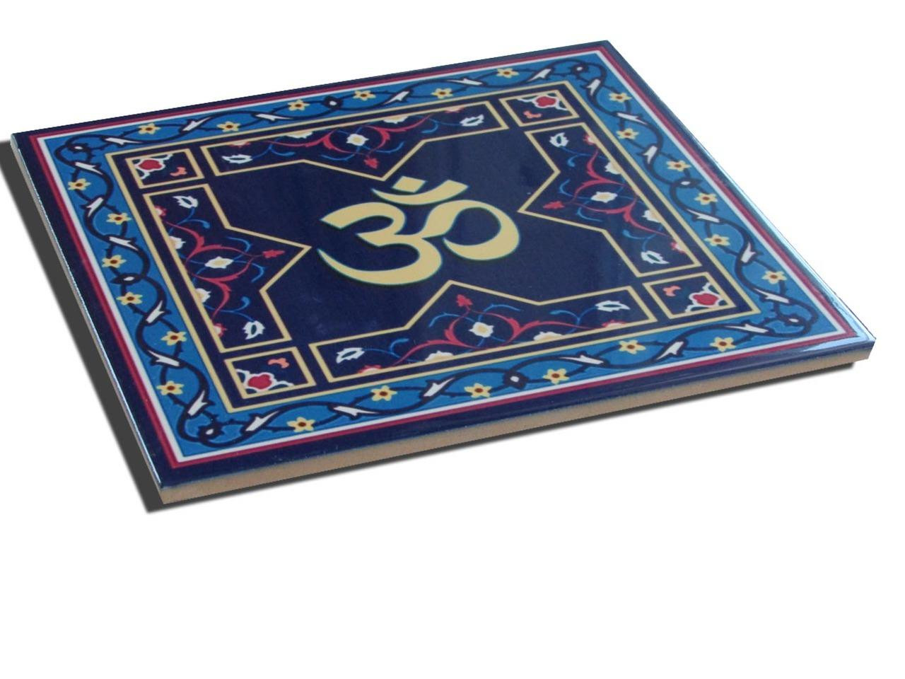 Om Symbol on Ceramic Tile , OM MANTRA symbol on handmade Tile